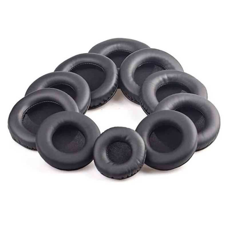 2Pcs PU Leather Replacement, Round Ear Pads Headphone Ear Cushion Ear ...
