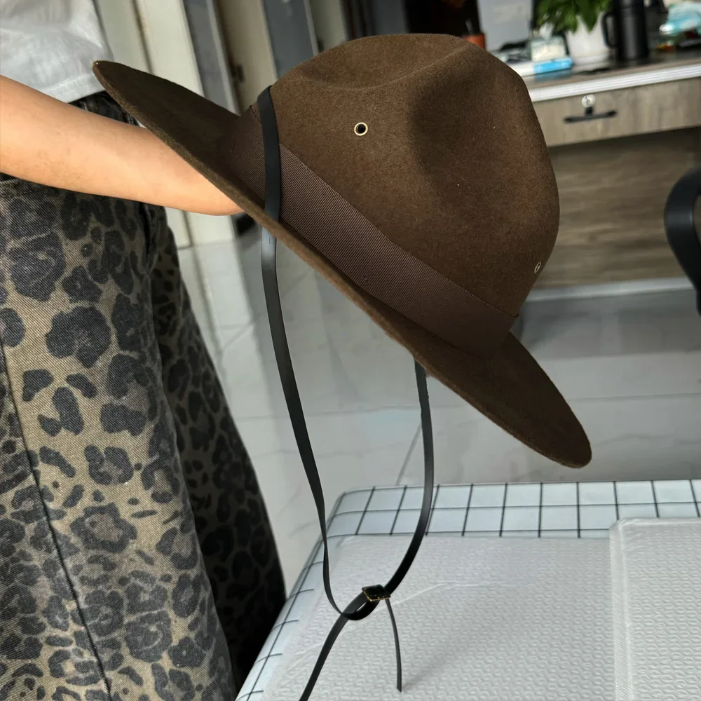 WWII-WW2-American-Hat-Woolen-Cloth-Big-Brim-Outdoor-Hard-Instructor ...