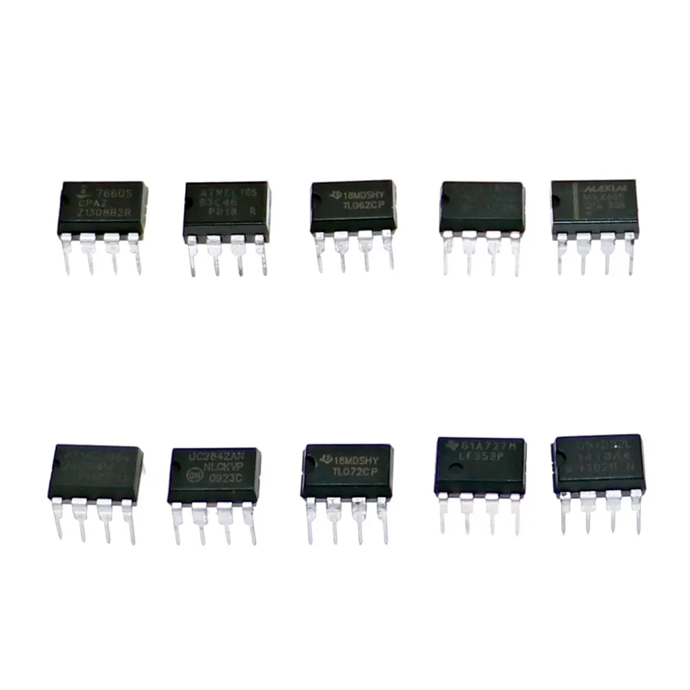 100Pcs IC Integrated Circuit Chip Assortment Kit Icl7660 93C46 TL062 UC3843 MAX485 24C64 UC3842 ...