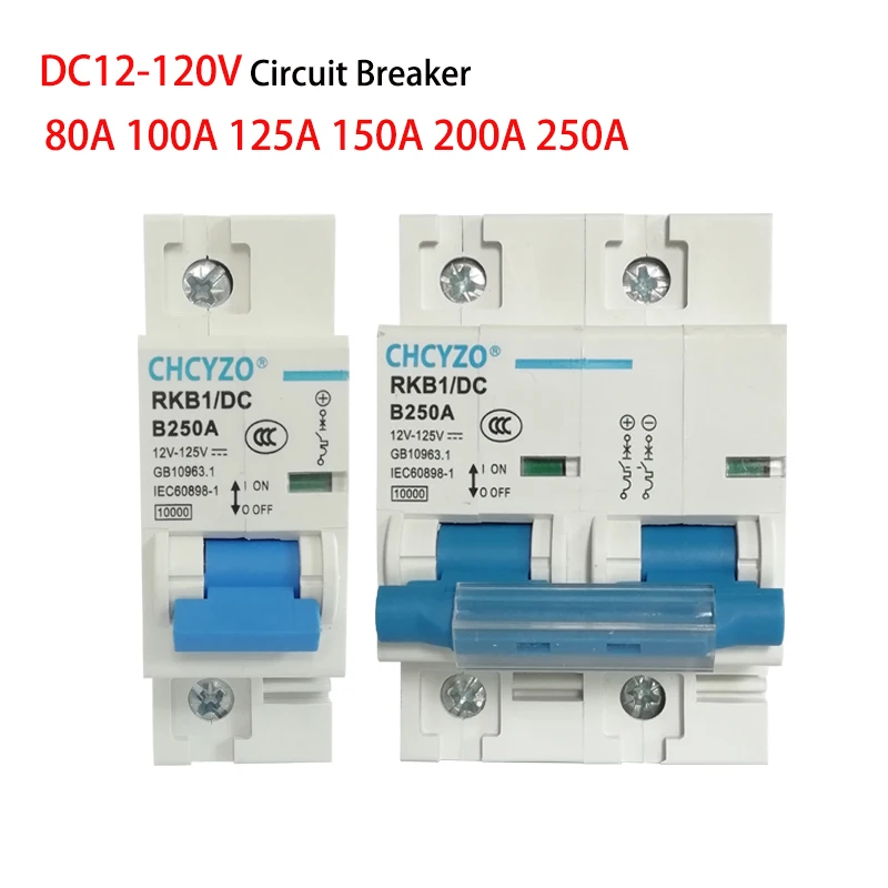 1P 2P DC Circuit Breaker 12V 24V 36V 48V 96V 120V DC Breaker Solar Mini ...