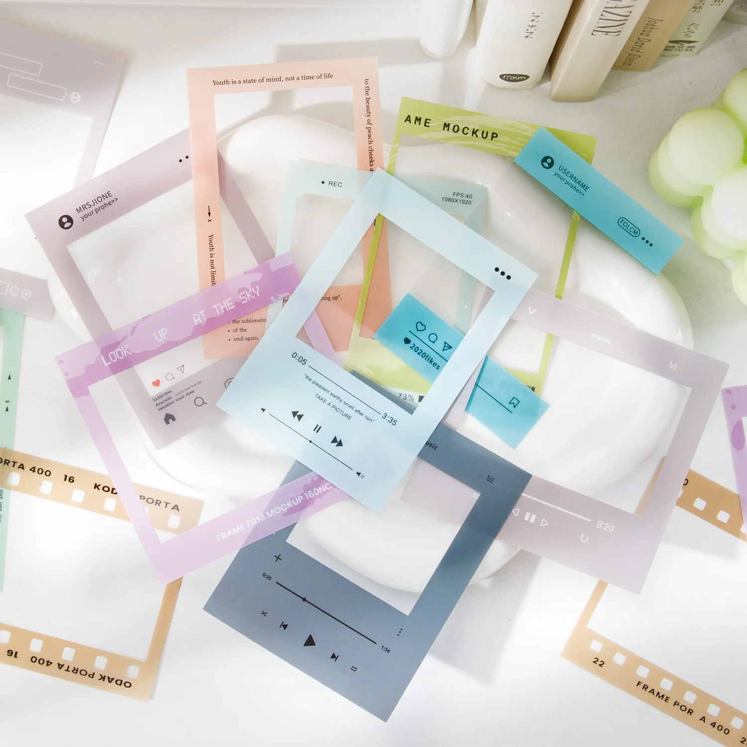 Yoofun-10pcs-lot-Retro-Frame-Designes-Film-PET-Stickers-Decorative ...