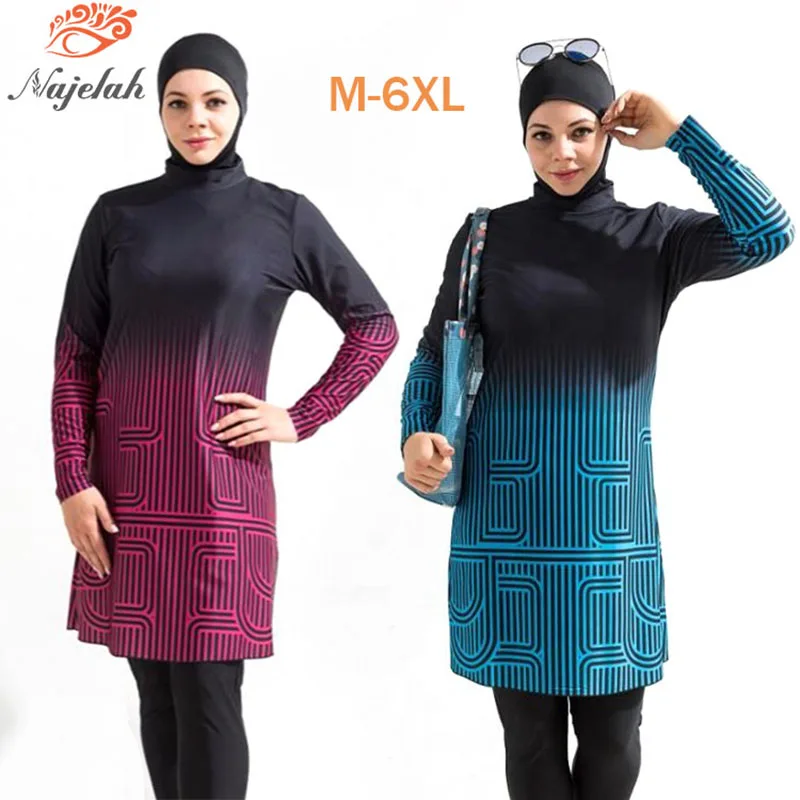 Muçulmana burquine maiô feminino natação manga longa Burkini muçulmano ...