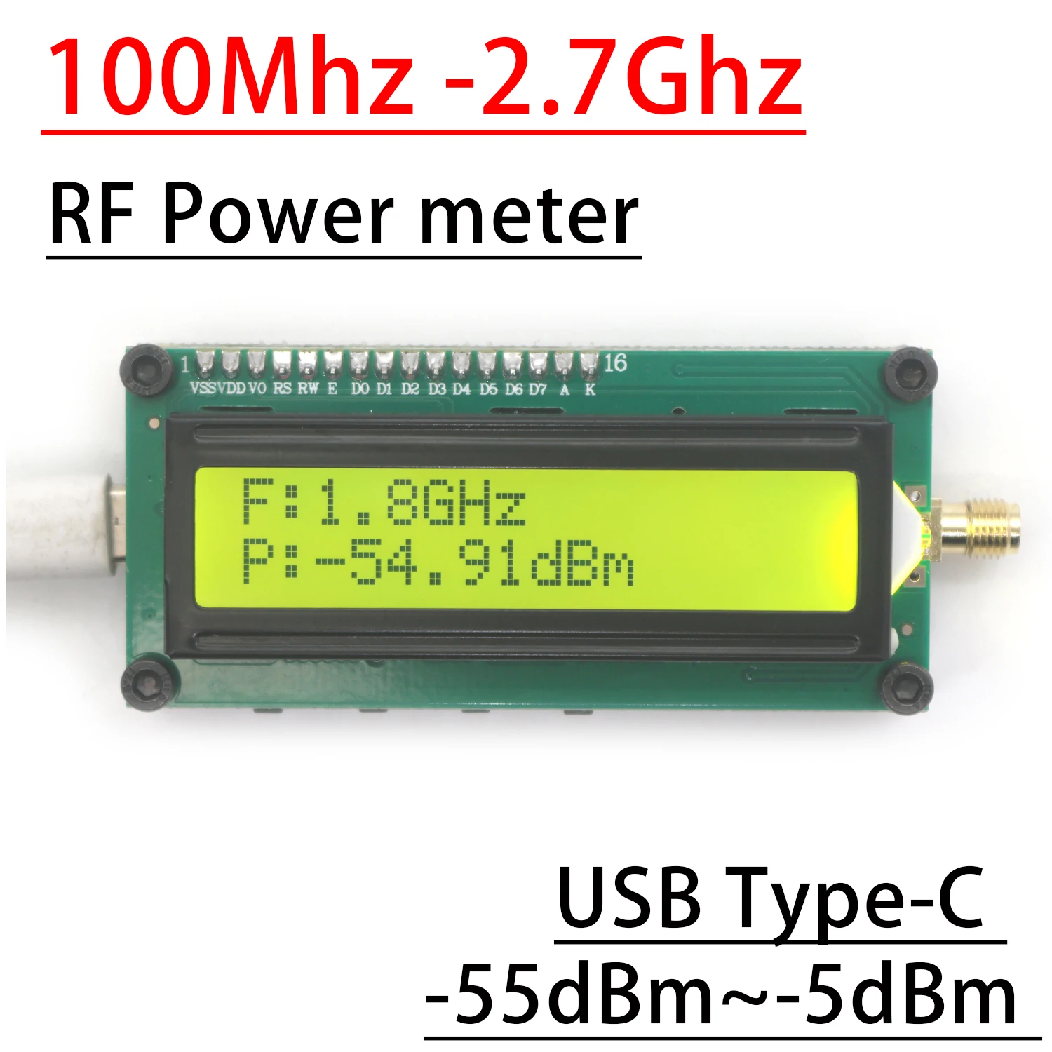 100M-2.7Ghz ARW227 RF Power Meter 24bit ADC High-precision RF Detector ...