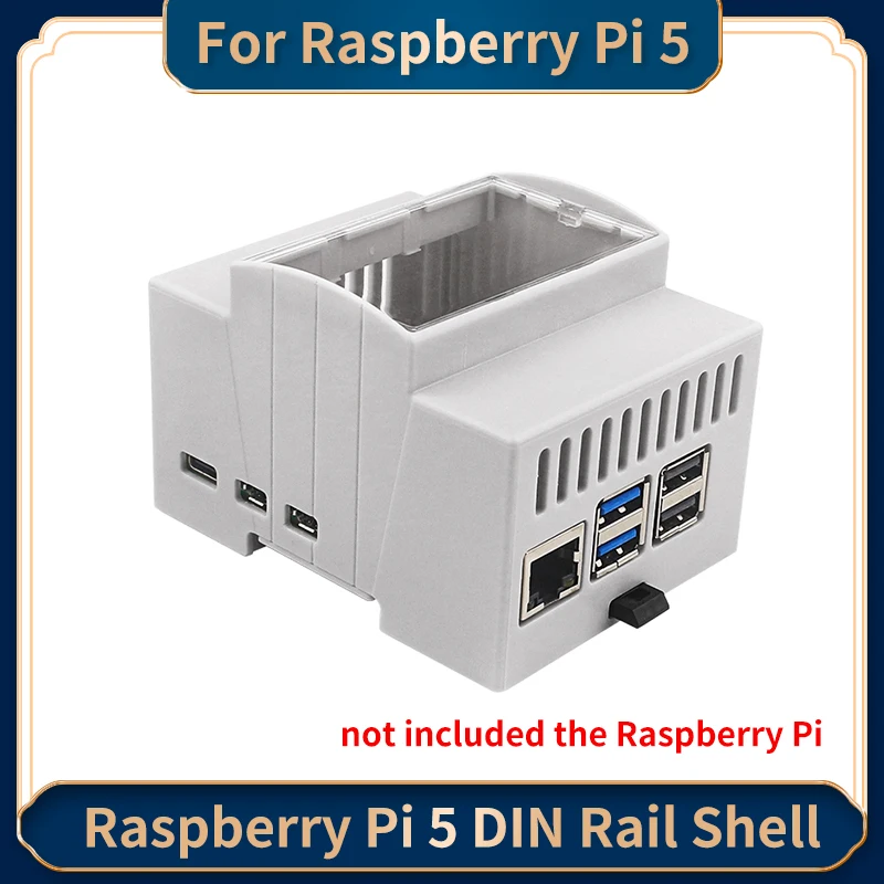 Raspberry Pi 5 ABS Case DIN Rail Shell Optional Cooling Fan Aluminum ...