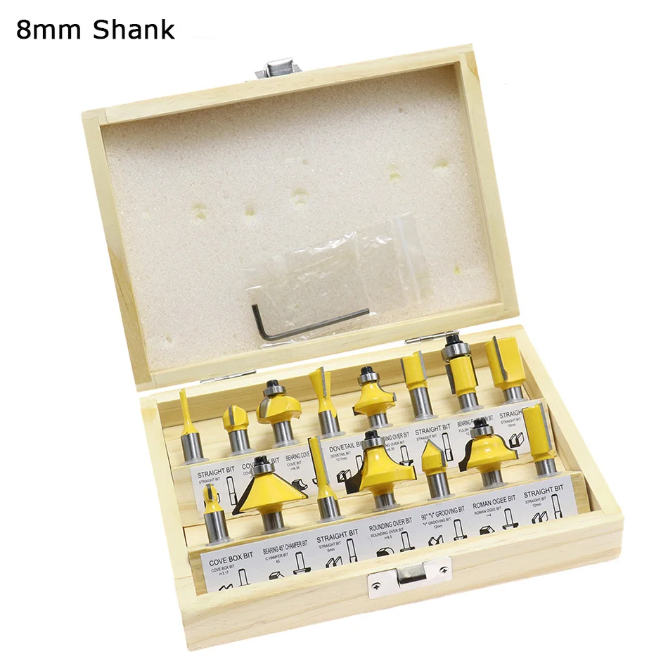 15pcs-8mm-Shank-Milling-Cutter-Woodworking-CNC-Bit-Knife-Metal-Tool-For ...