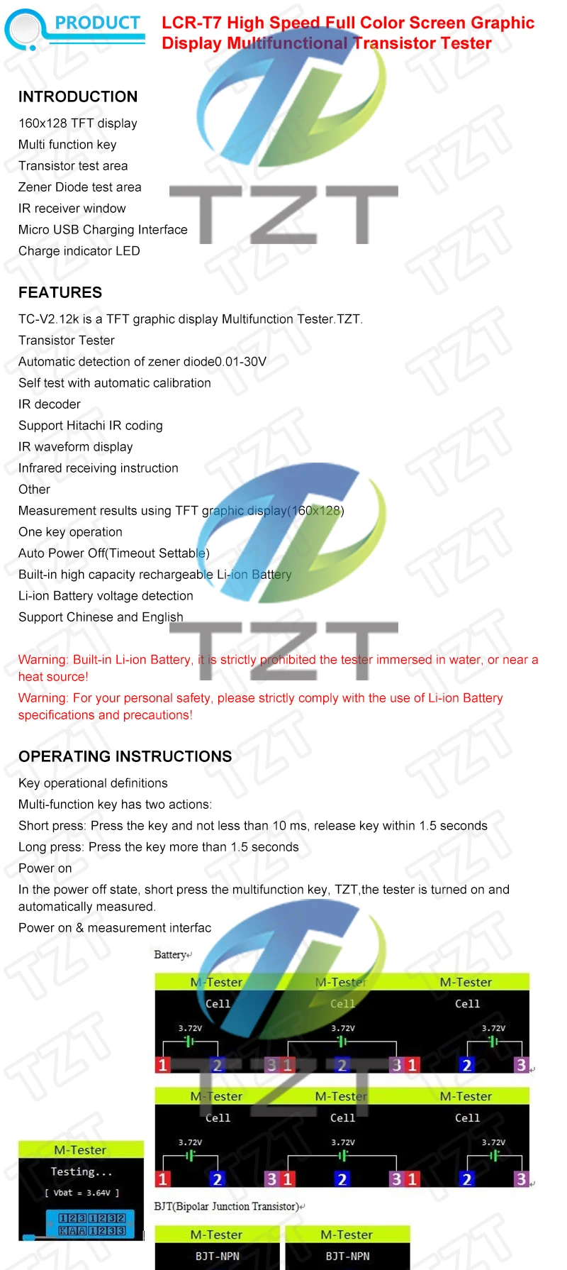 Тестер сопротивления LCR-T7 TZT | AliExpress