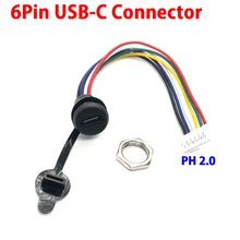 1PCS 2Pin 6Pin USB C Connector Type C Waterproof with PH 2.0 nut ...