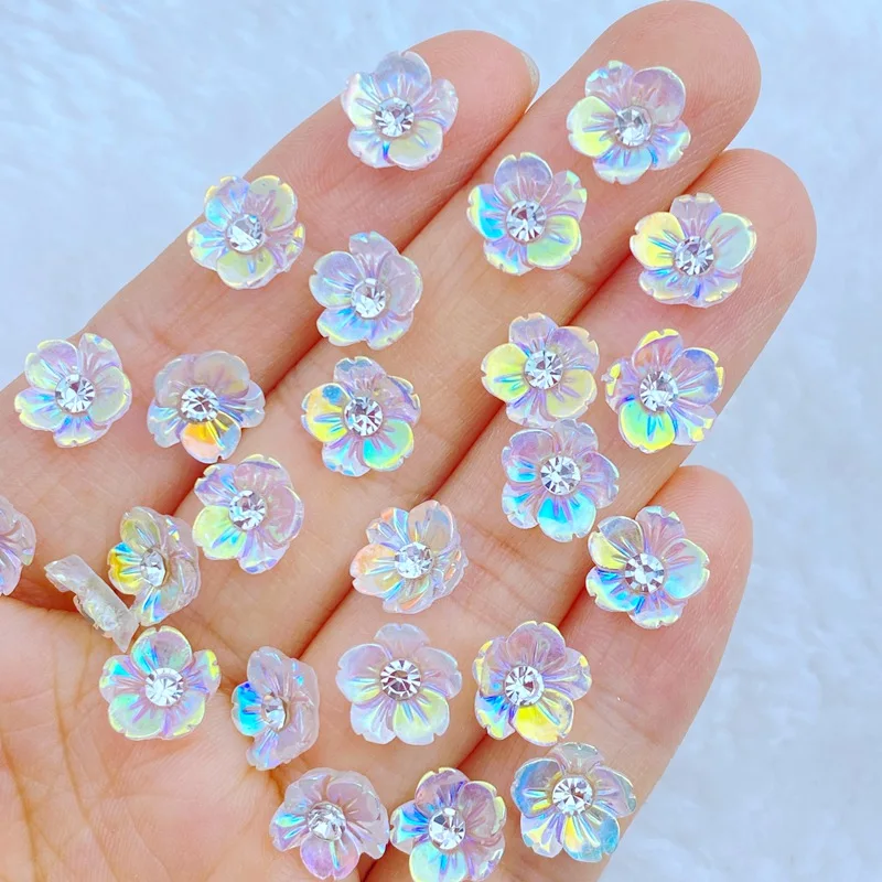 30Pcs-New-Cute-Mini-9mm-Dot-Drill-Small-Flower-Flatback-Ornament ...