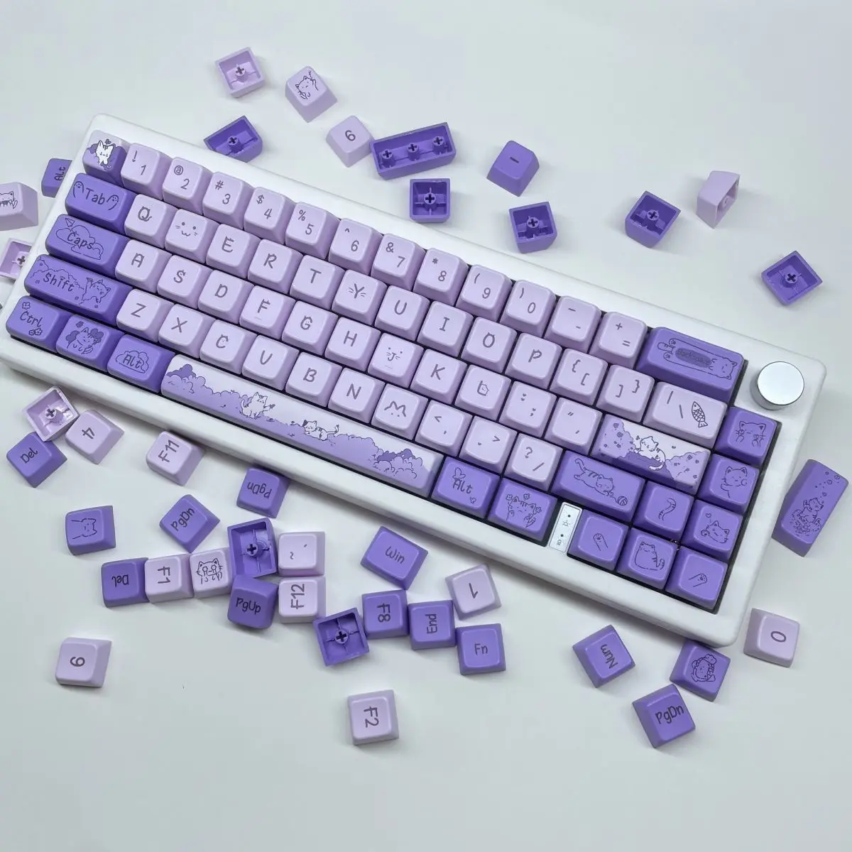 MDA-133-Keys-Purple-Kitten-Custom-Keycaps-PBT-Five-sided-Sublimation ...