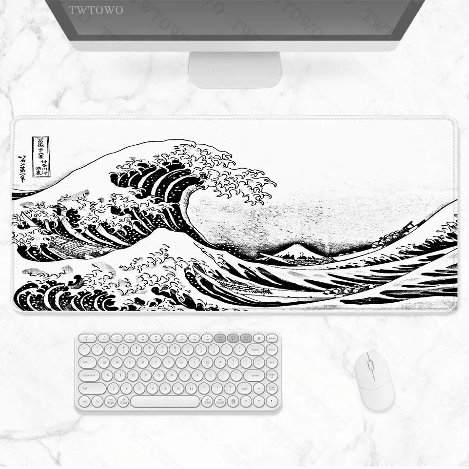 Black & White Japan Art Great Waves Mouse Pad Gaming XL Custom HD New ...