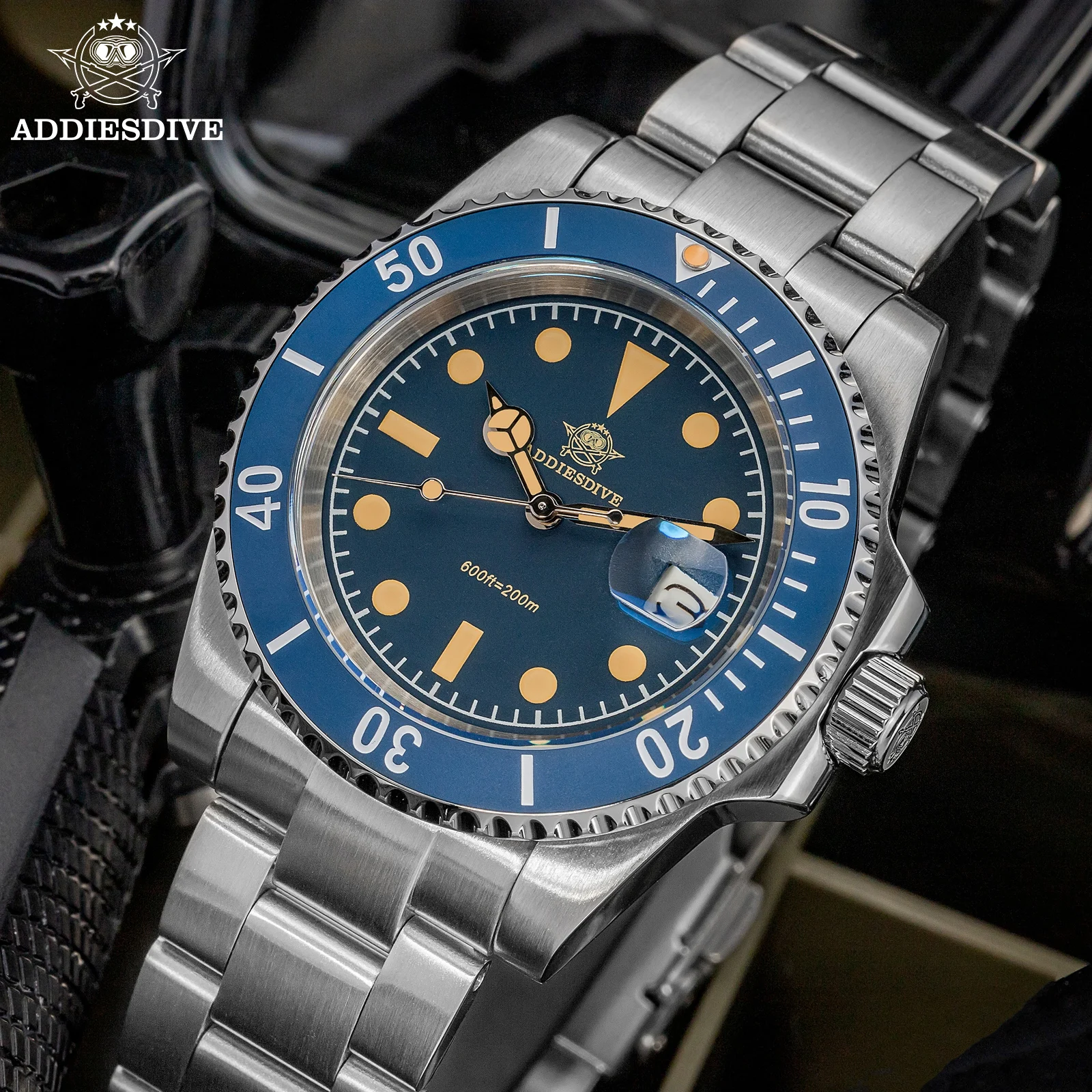 ADDIESDIVE 41mm AD2054 Men's Watch Diving Japanese Quartz Movement 200m ...