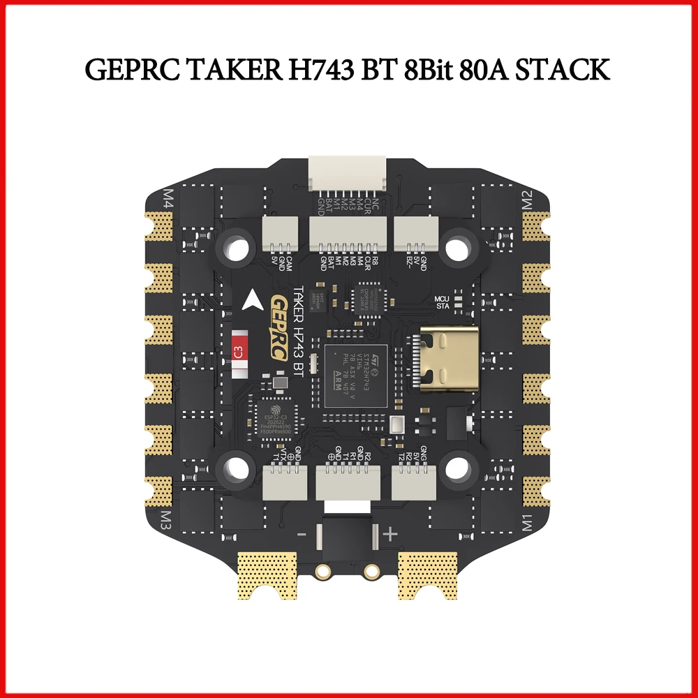 GEPRC TAKER H743 BT 8Bit 80A Stack with 5V 3A+12V 2.5A Dual Independent ...