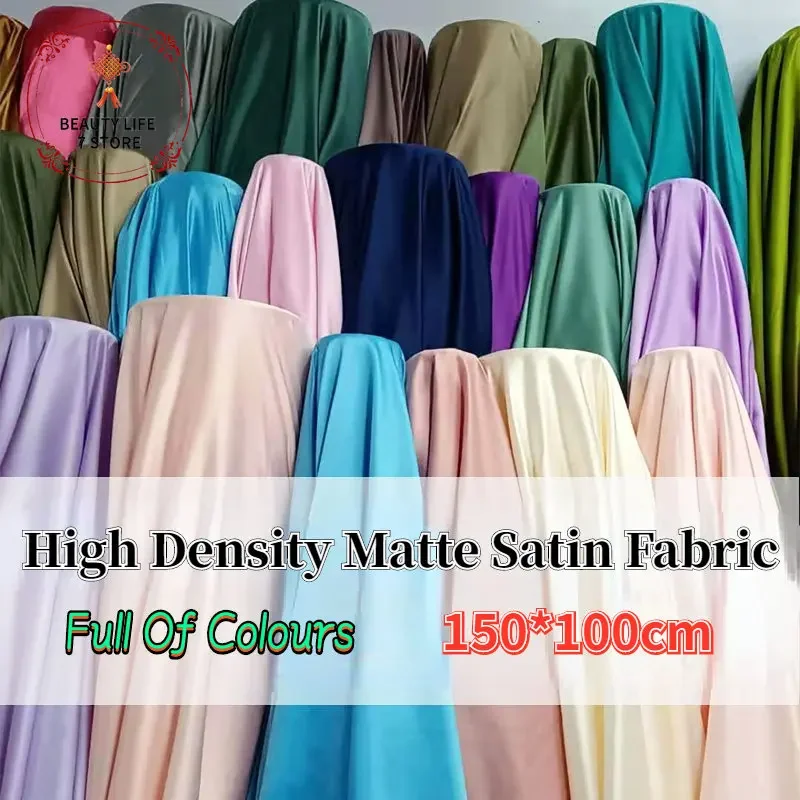 High-Density-Matte-Satin-Fabric-Solid-Color-Silk-Cloth-For-Sewing-Dress ...