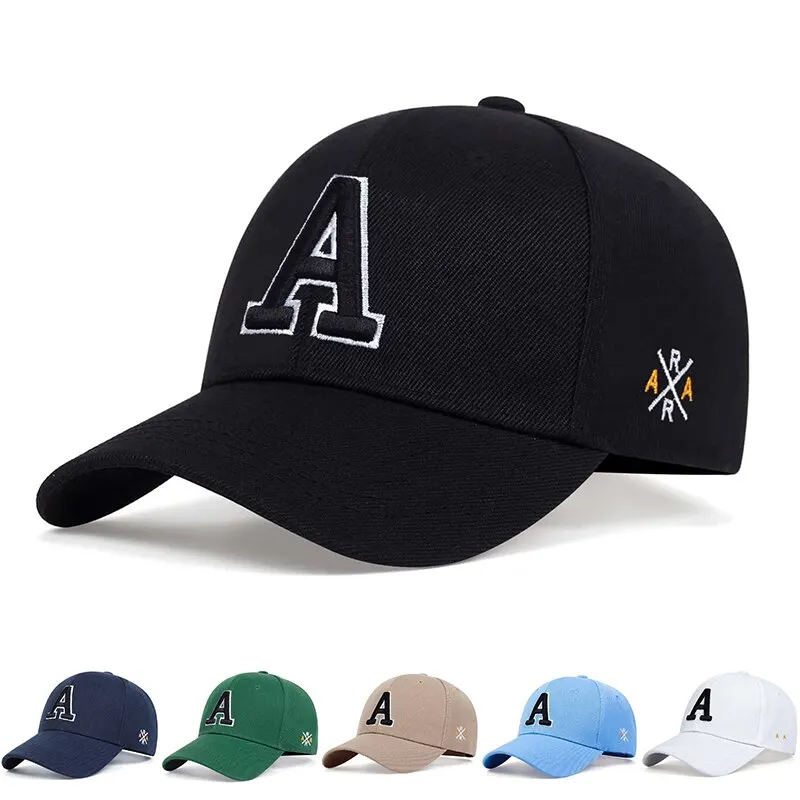 Gorras de béisbol con bordado de letra A Simple Unisex, sombrero ...