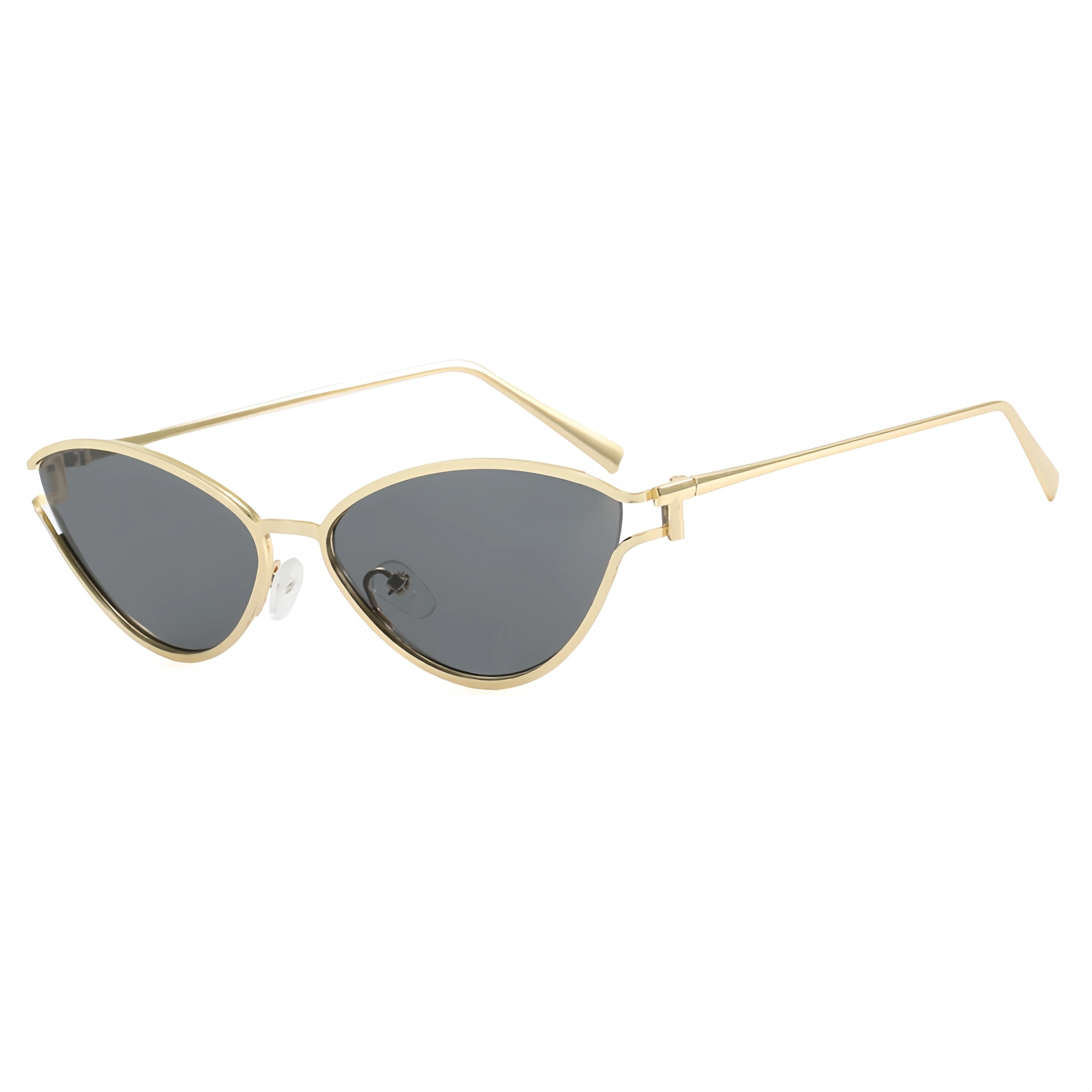 Personalized Triangular Cat-Eye Metal Sunglasses with Hollow Temples ...