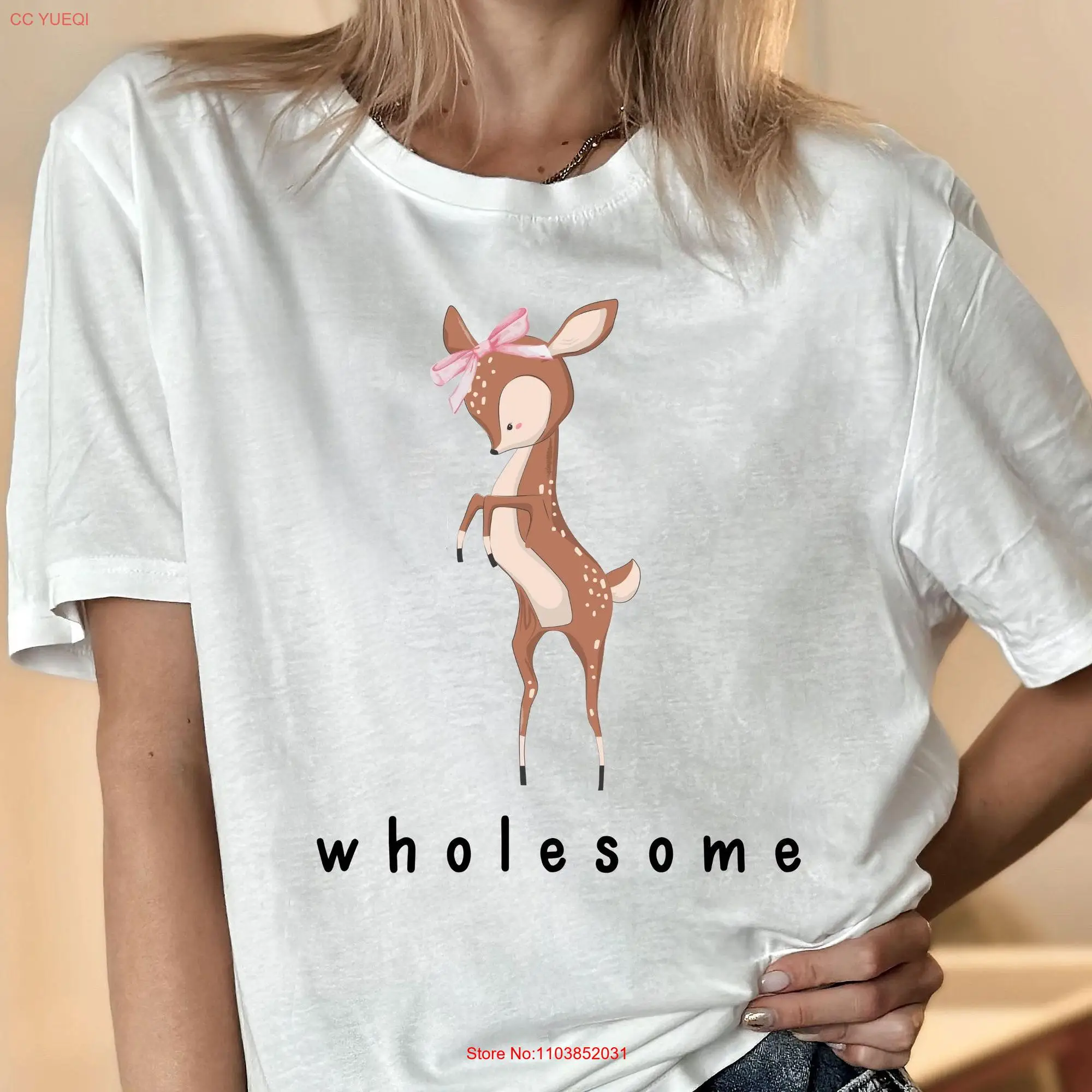 Coquette-wholesome-fawn-tee-pink-bow-deer-T-Shirt-vintage-girlhood ...