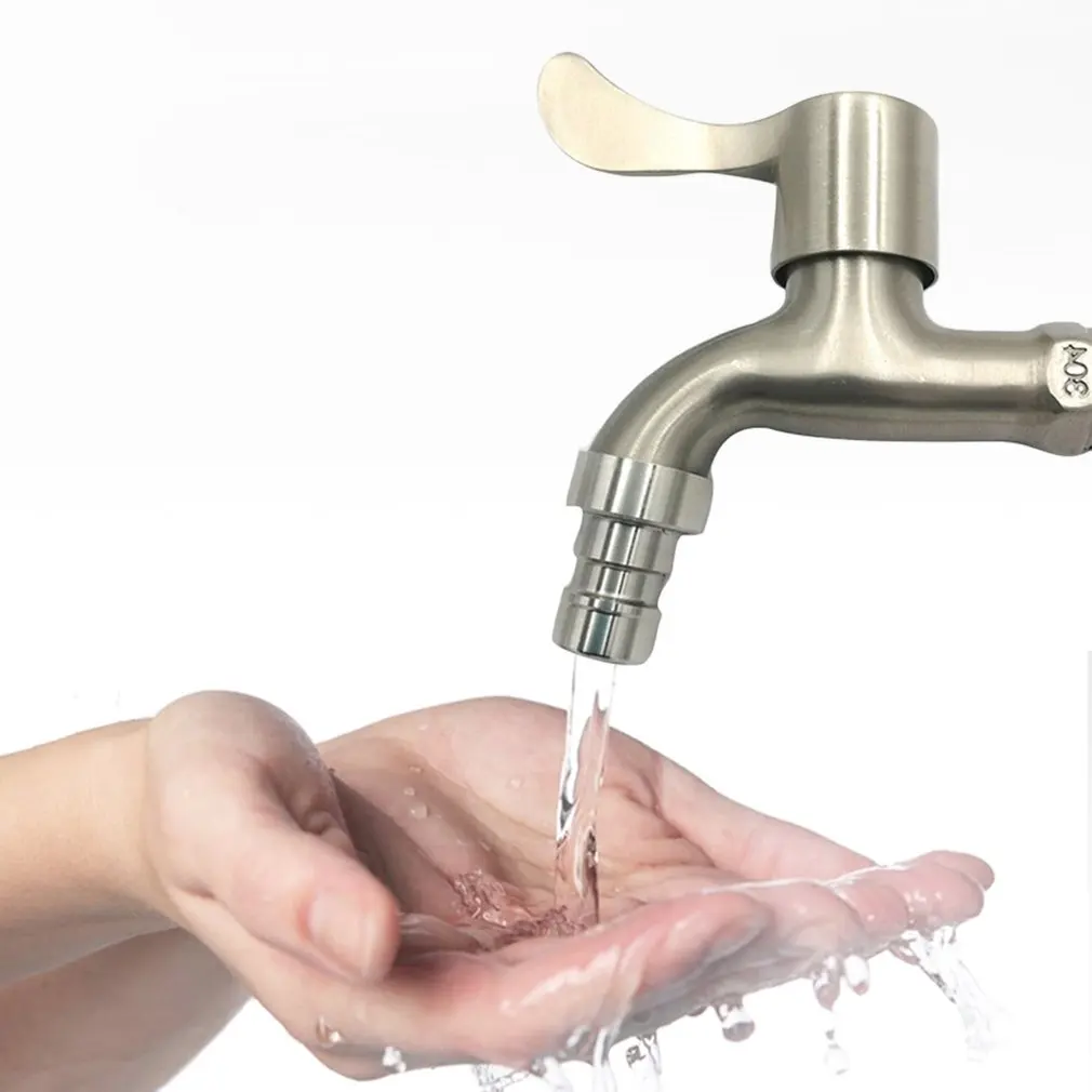 Wall Mount Water Faucet Washing Machine Brushed Alloy Deck Mounted ...