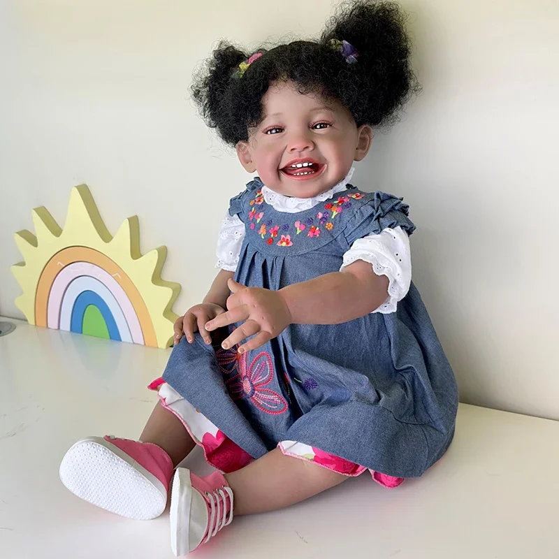 Mila-M-o-Pintada-Reborn-Crian-a-Menina-Boneca-24-Pele-Castanha-Escura ...