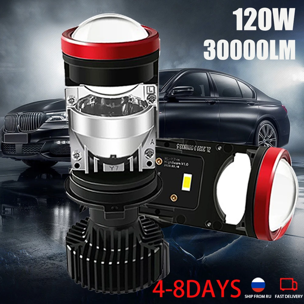 H4-LED-Headlight-Bulbs-Canbus-Lens-Mini-Projector-Lens-120W-Motorcycle ...