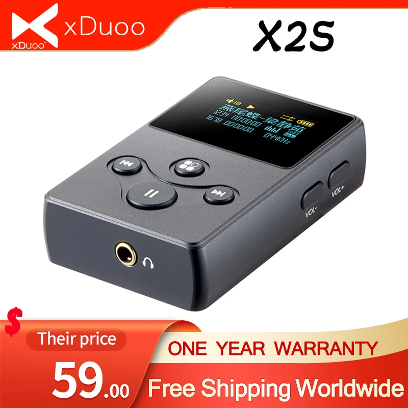 XDUOO 고음질 무손실 휴대용 음악 플레이어, OLED MP3 플레이어, DSD128, 24 비트, 192Khz, 128GB ...