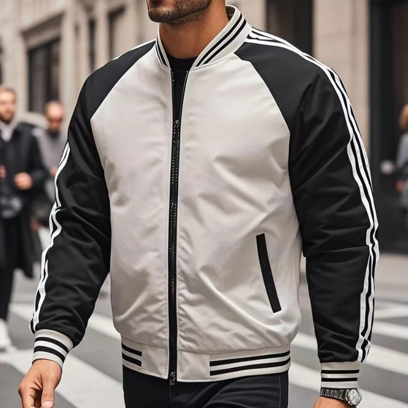New Men's Baseball Collar Jacket Versatile for Spring Autumn Casual ...