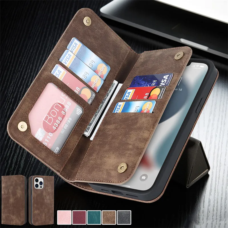 Retro-Magnetic-Flip-Leather-Case-For-iPhone-11-12-Mini-13-14-Pro-Max-XS ...