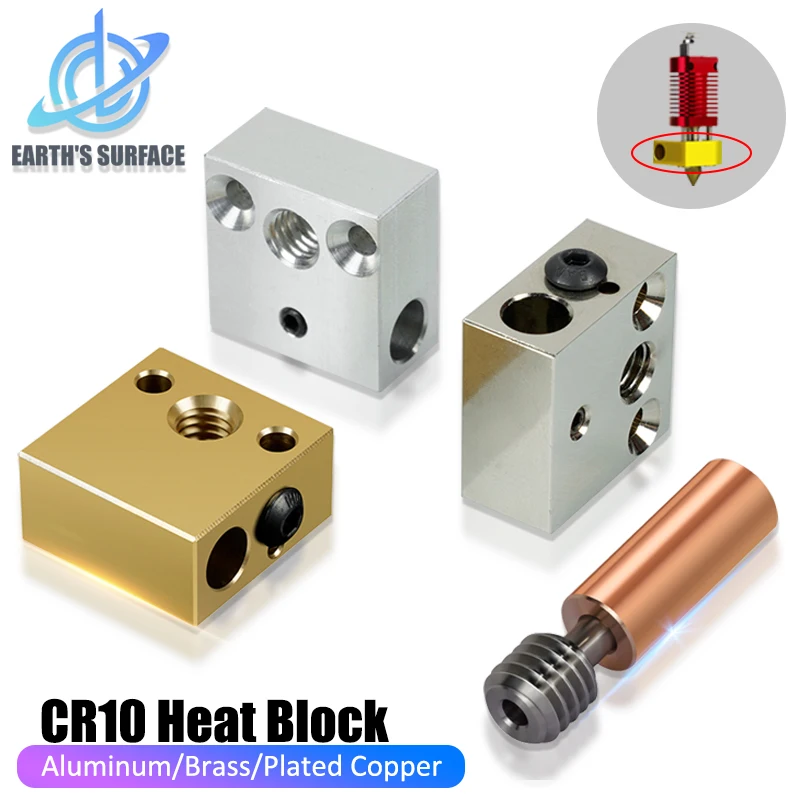 3D Printer Parts Aluminum Brass Plated Copper CR10 Heated Block Bi ...