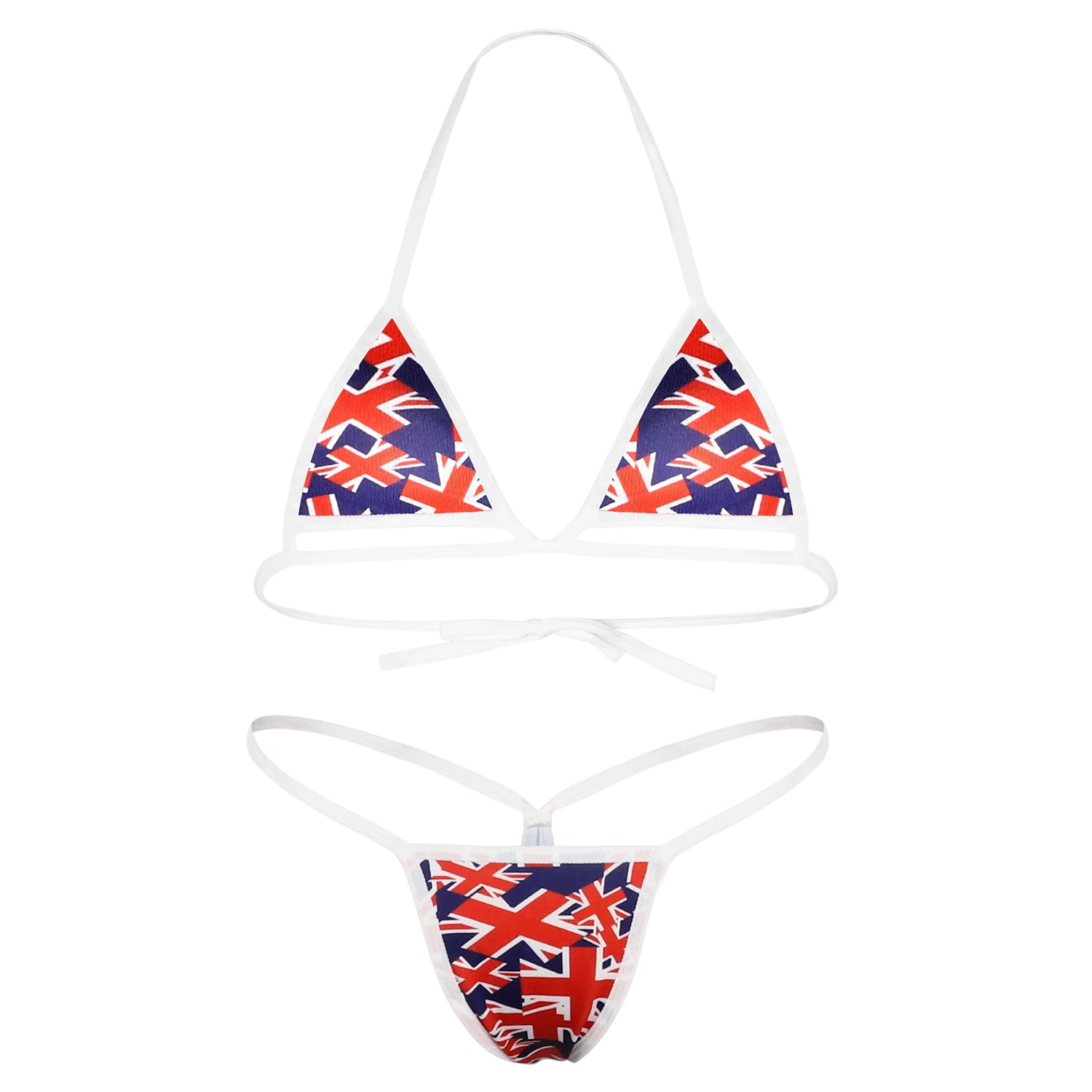 Women Britain Flag Bikini Swimsuit Set Sexy G String Thong Bikini Split