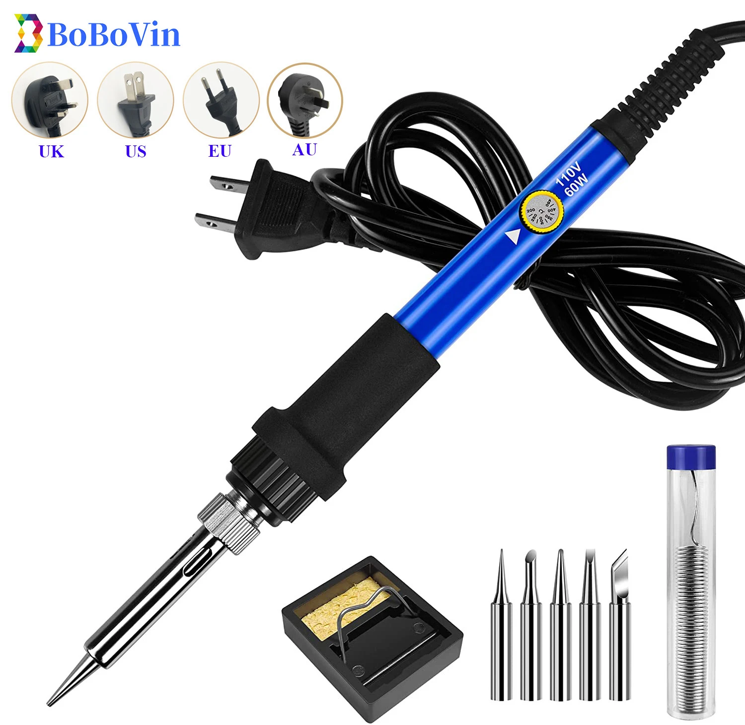 Soldering Iron Kit, 60W Soldering Pen, Adjustable Temperature Solder ...