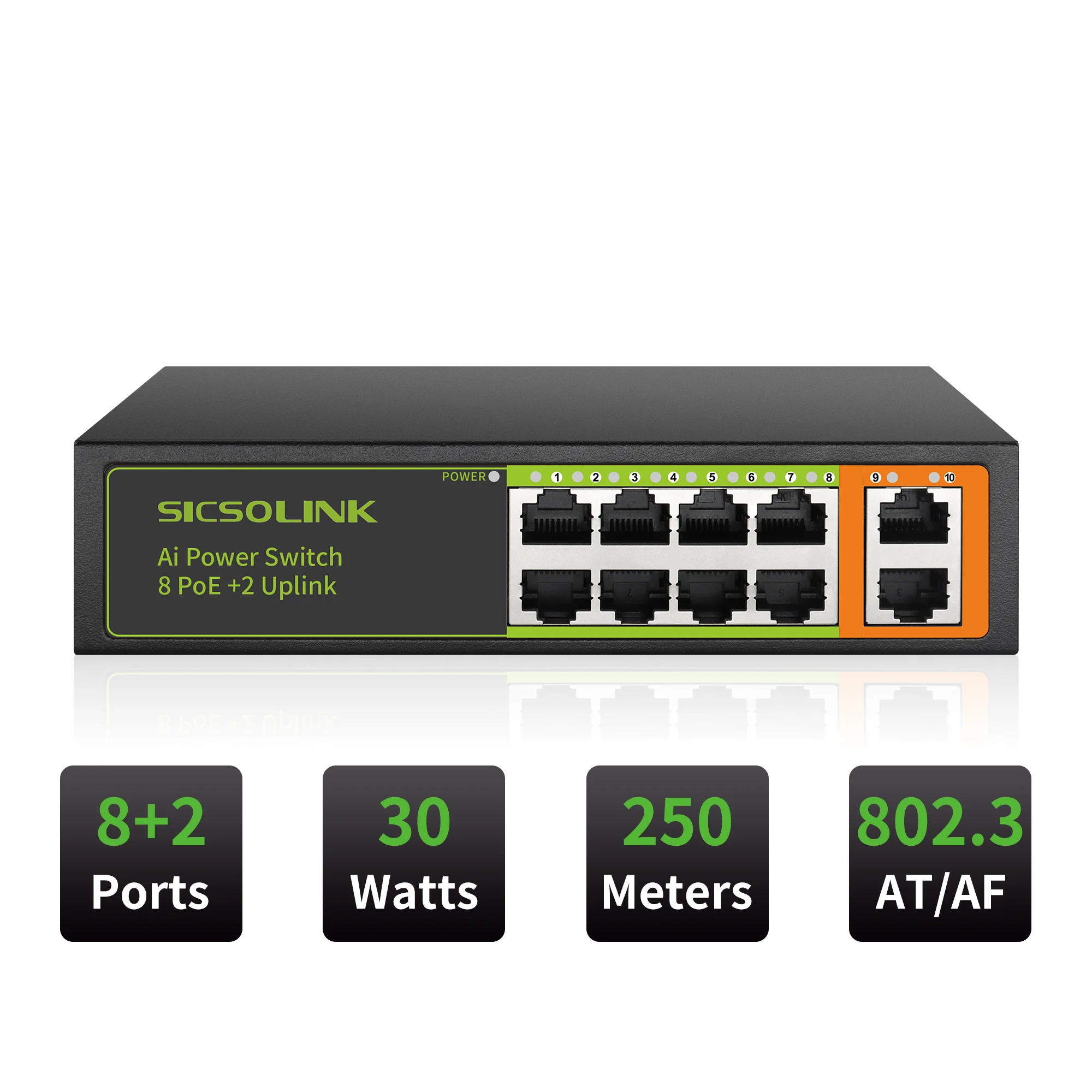 Ai-switch-inteligente-com-10-6-portas-poe-switch-2-uplinks-802-3af-at ...