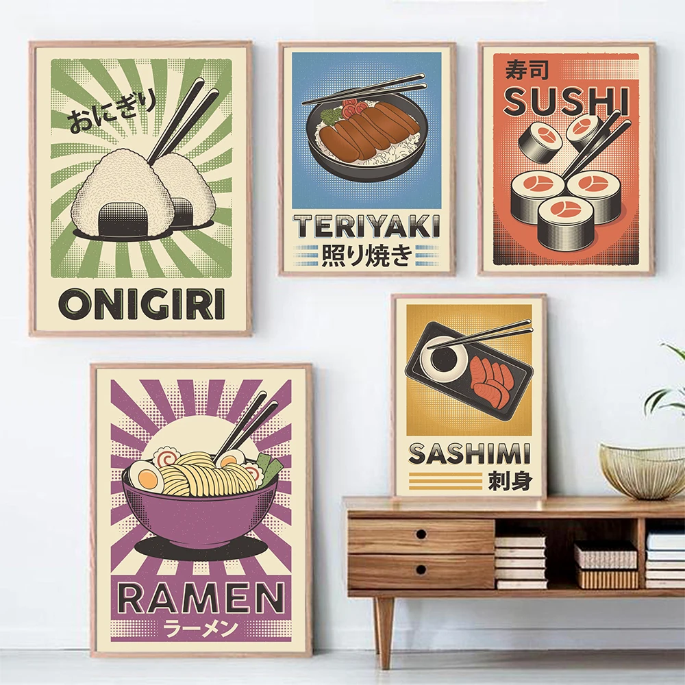 Retro-Japanese-Sushi-Foods-Sign-Poster-Onigiri-Teriyaki-Ramen-Noodle ...