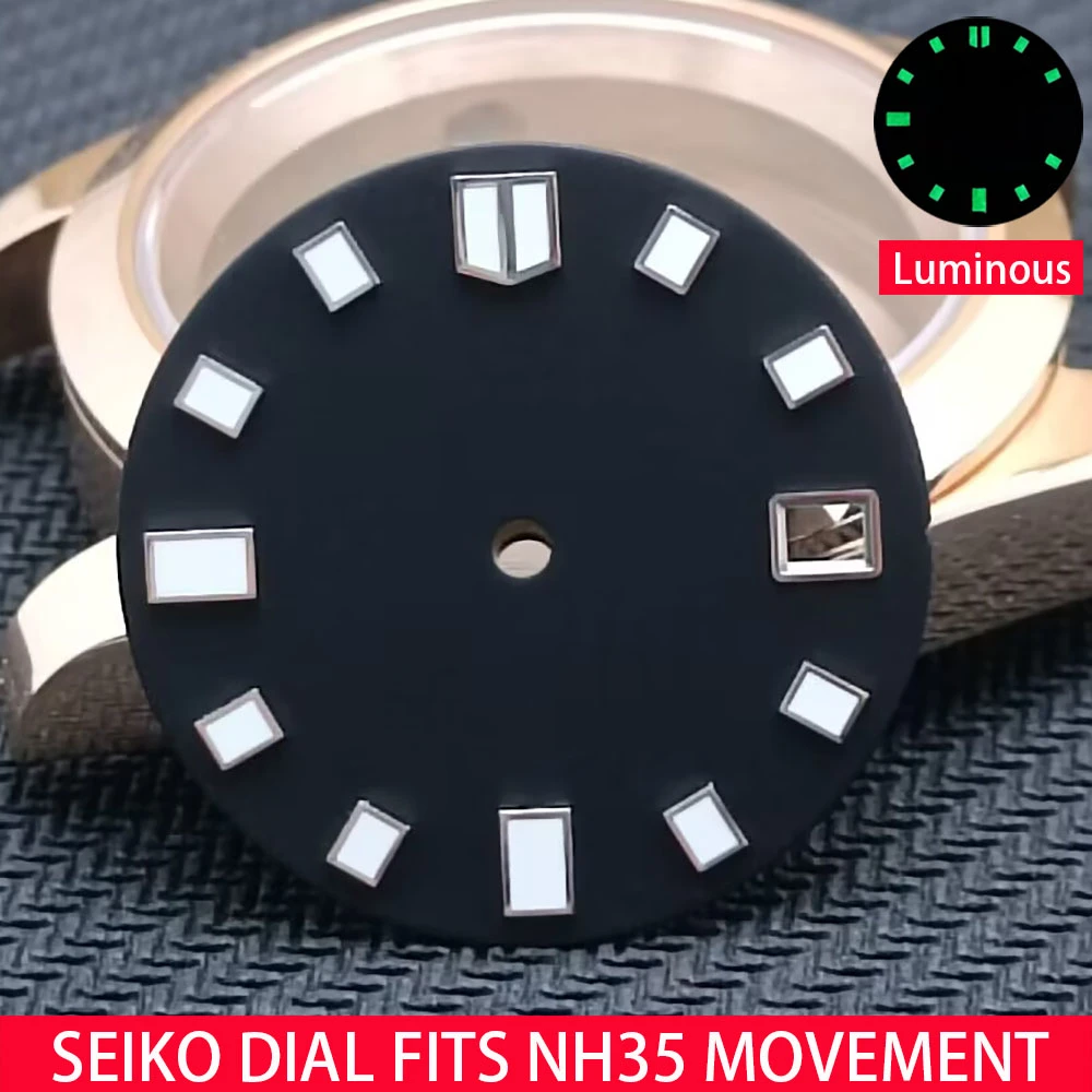 28.5mm Diameter Watch Dial Green Luminous Dial For Nh35 Watch Movement ...