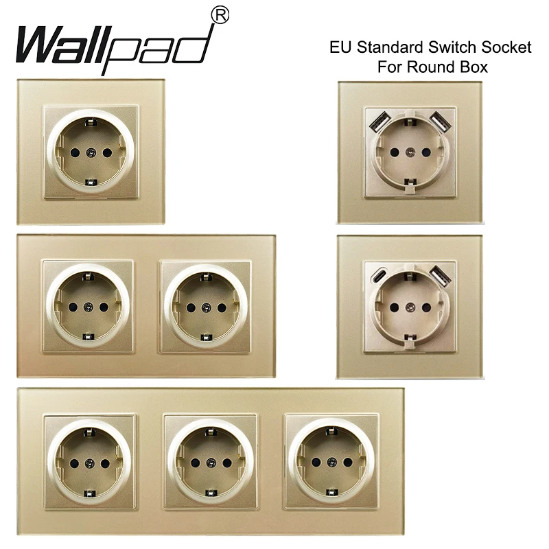 EU-Gold-Champagne-Glass-1-2-3-EU-Standard-Electrical-Power-Wall-Socket ...