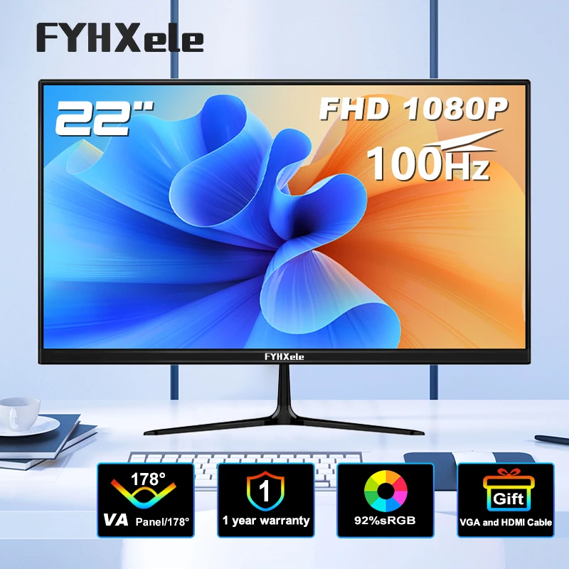 FYHXele-21-5inch-Monitor-100hz-1K-FHD-1ms-Response-High-Fresh-Rate-For ...