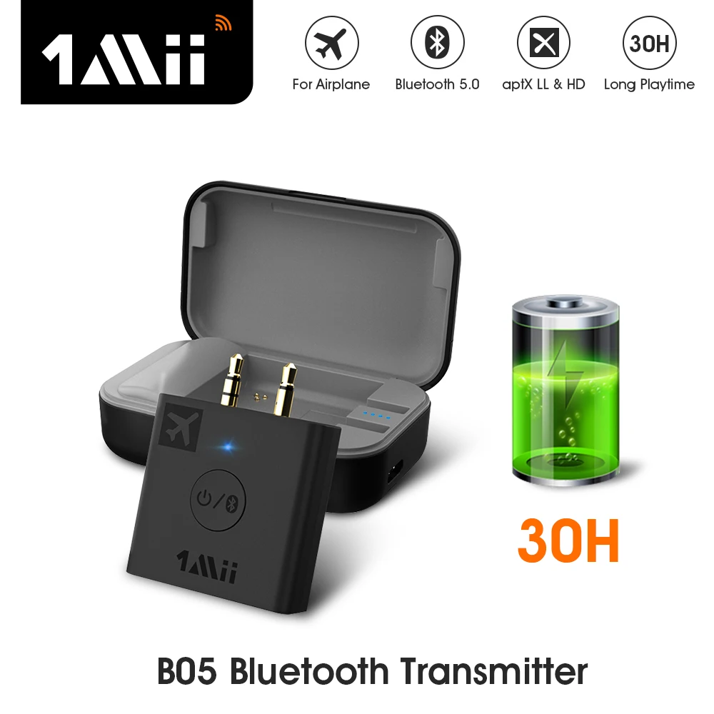 1mii B05 Bluetooth 5.0 Transmitter Audio With 30h Charge Case Aptx Ll ...