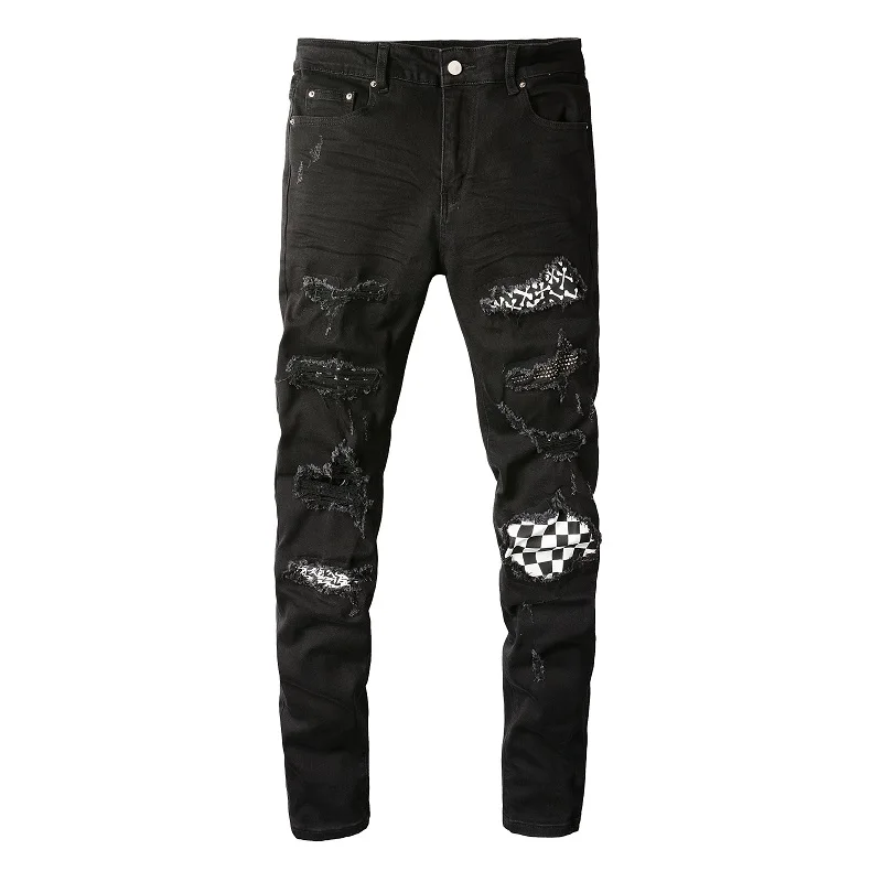 Drip-Jean-Street-Fashion-Men-s-Ripped-Black-Jeans-Punk-Style-Skinny ...