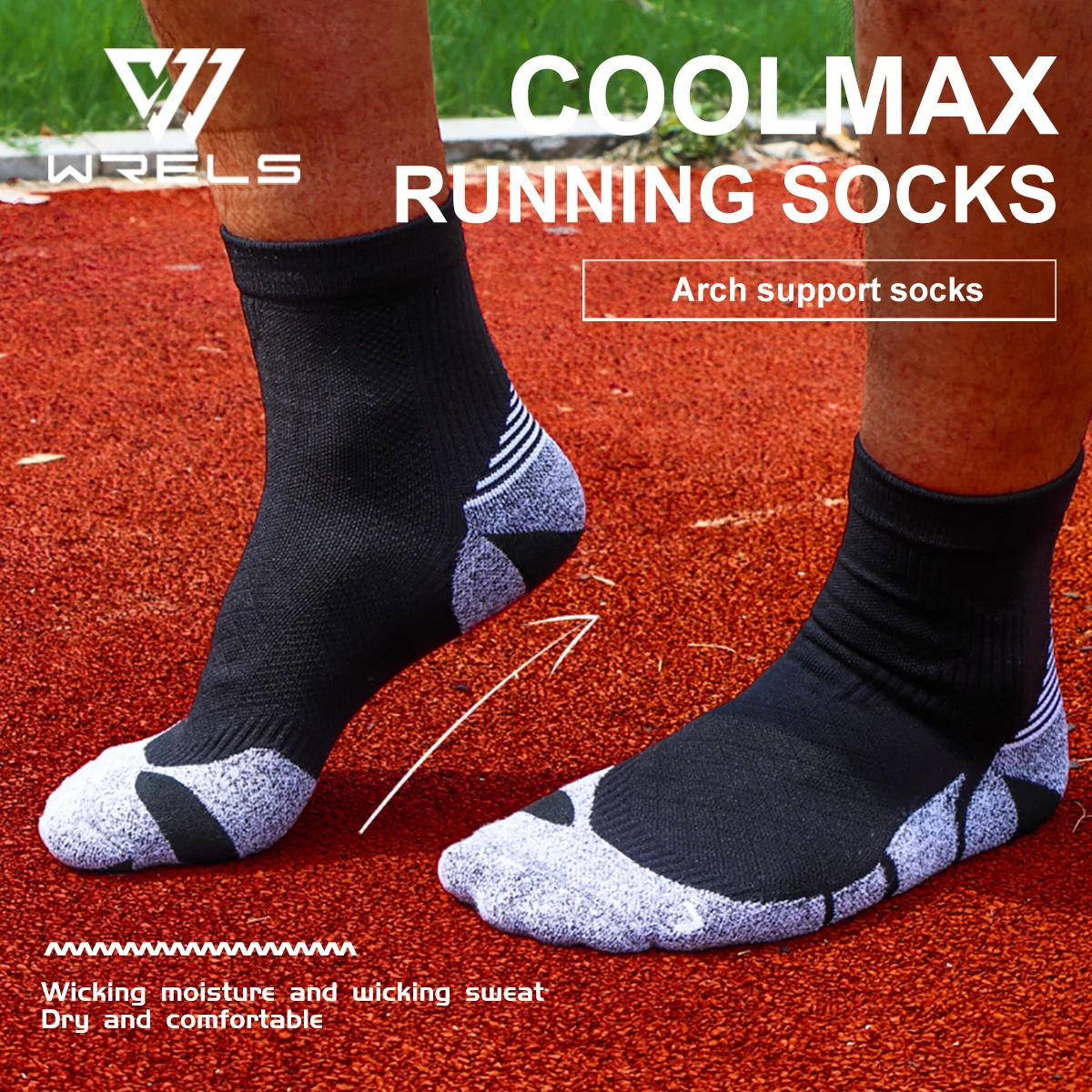 WRELS Men Coolmax Sports Socks Riding Cycling Basketball Running Sport ...