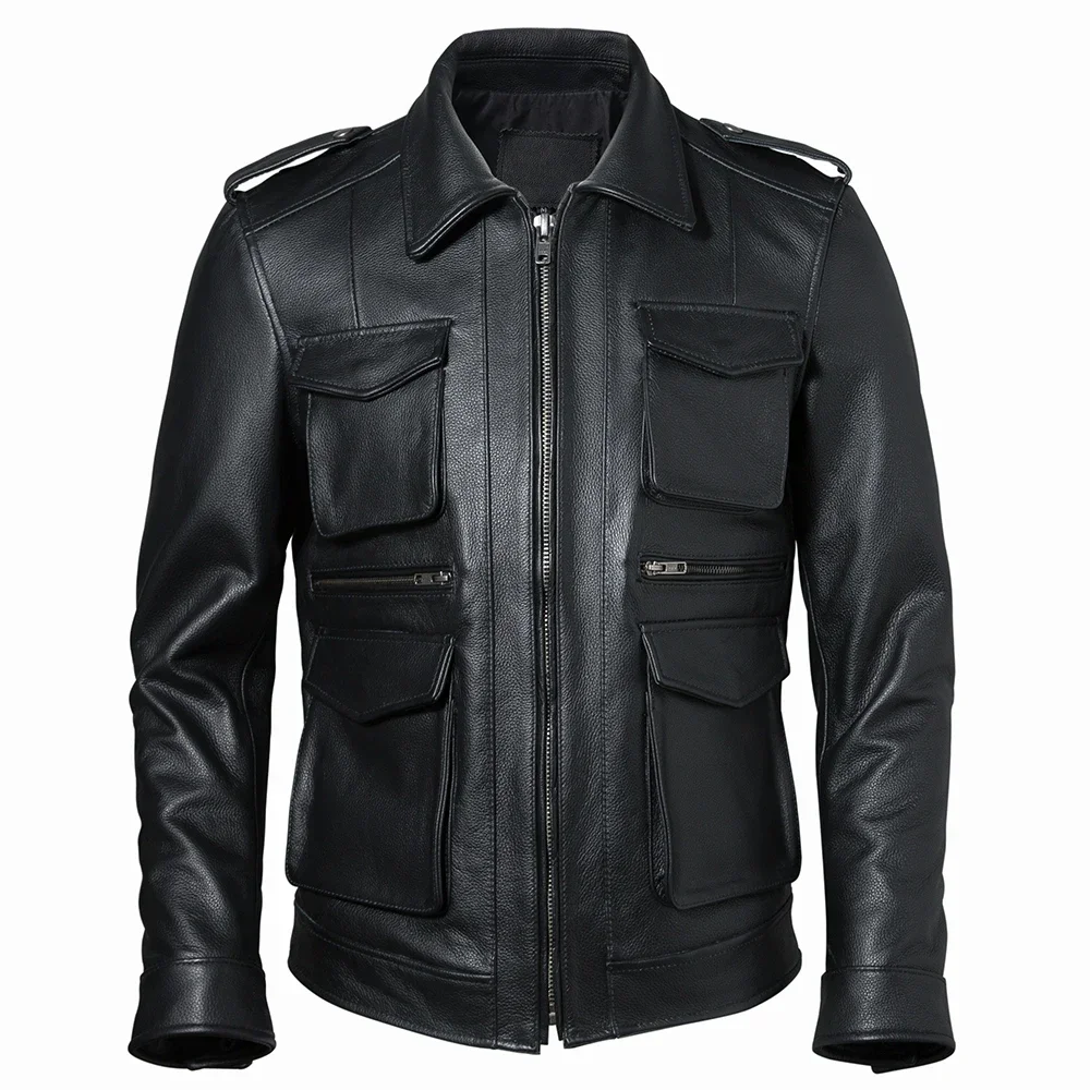 Men-Genuine-Leather-Jacket-100-Real-Cowhide-Men-s-Leather-Coat-Male ...