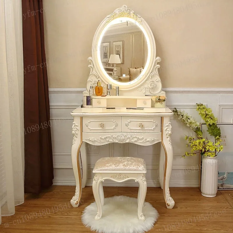 White-Dressing-Table-European-Style-Dressing-Table-with-Mirror-Drawers ...