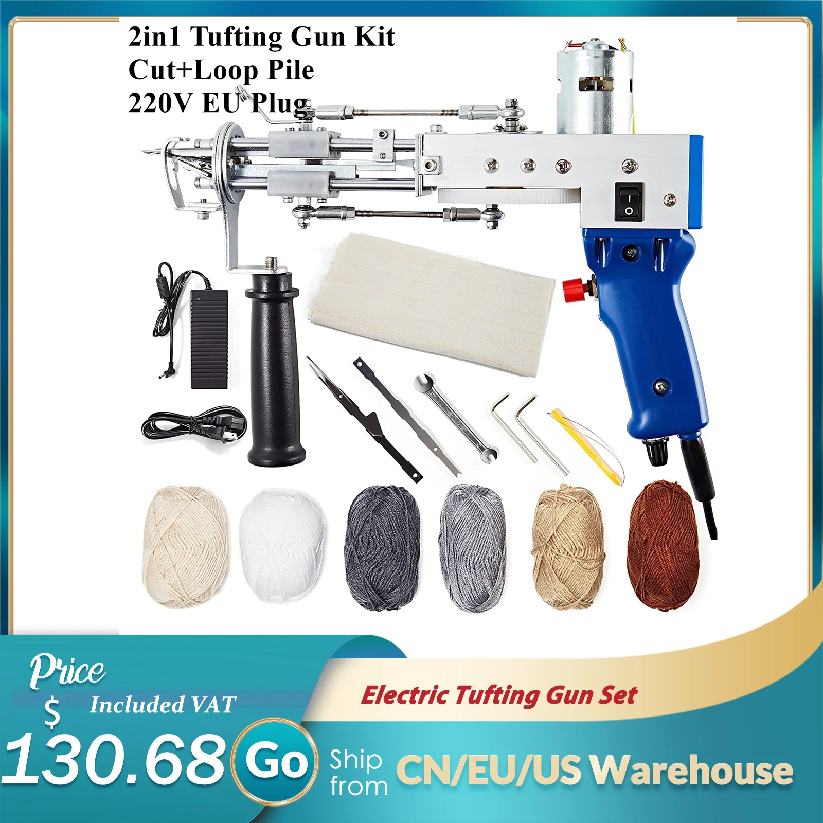 2 In 1 Electric Tufting Gun Cut Pile Loop Pile Carpet Rug Tufting Kit ...