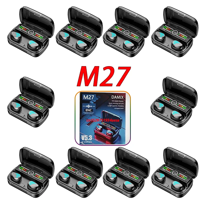 10PCS M27 TWS Bluetooth Headset Wholesale Earplug Wireless headset LED ...