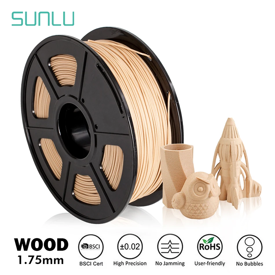 SUNLU-WOOD-3D-Filament-1-75MM-1KG-2-2LBS-Wood-Fiber-Realistic-Colors ...