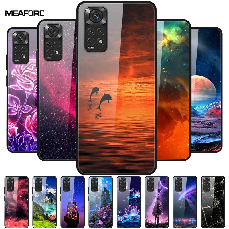 For-Redmi-Note-11-Cases-Note-11S-Tempered-Glass-Hard-Back-Cover-For ...