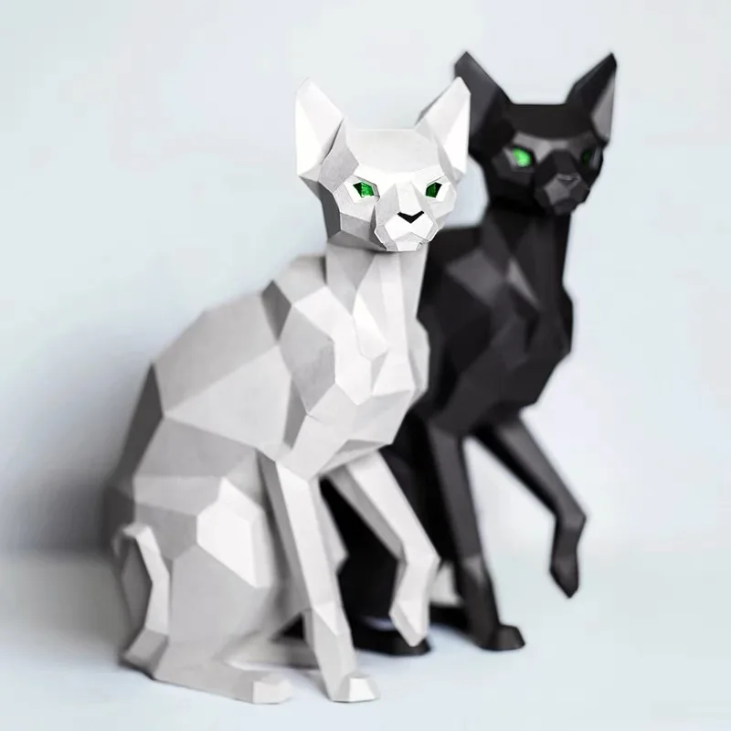 3D-PaperCraft-DIY-Paper-Model-Siamese-Cat-Sculpture-Home-Decoration-Puzzles-Animals-Models ...