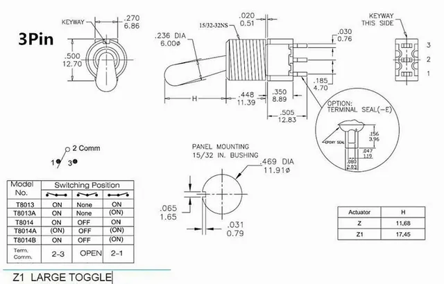 Spdt Momentary Mini Toggle Switch Mom-off-mom 12mm Handle 5a Mini ...