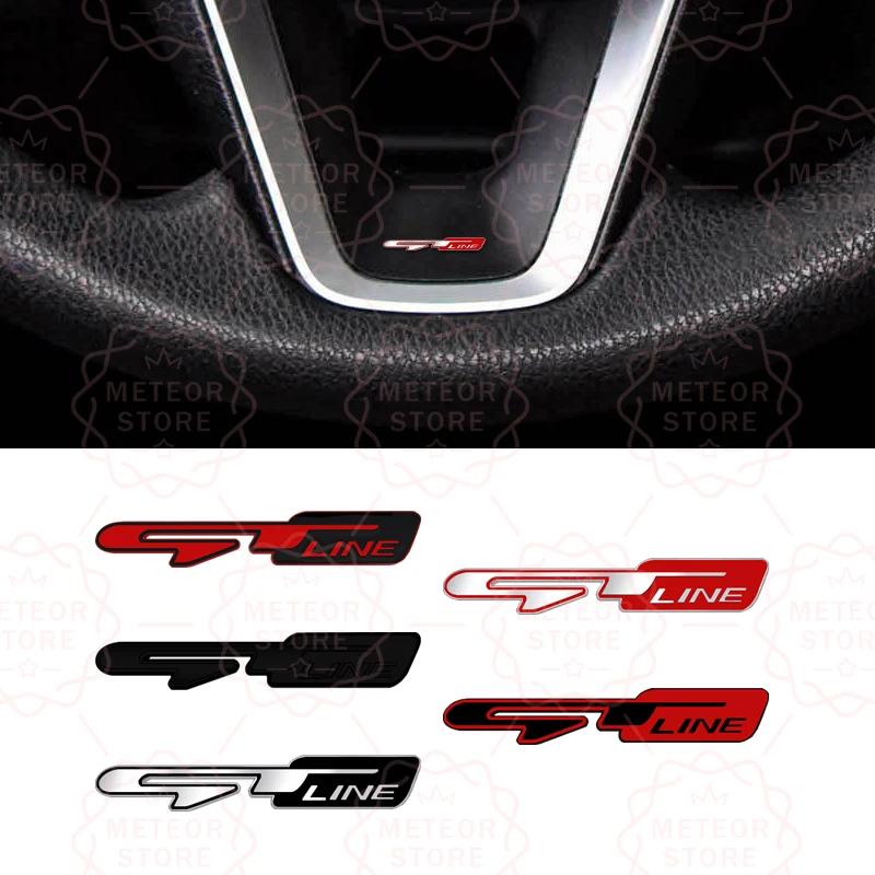 Car Nameplate GT Line Metal Badge Interior Steering Wheel Sticker ...