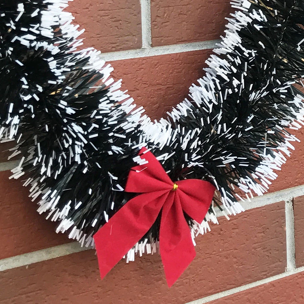 10Pcs Christmas Tinsel Ribbons Garland Green Cane Wreath Xmas Tree ...