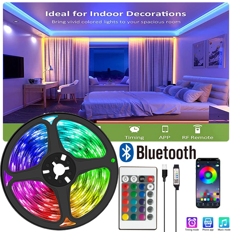 LED-Strip-Lights-with-24-Keys-Bluetooth-APP-Control-TV-Background-Music ...