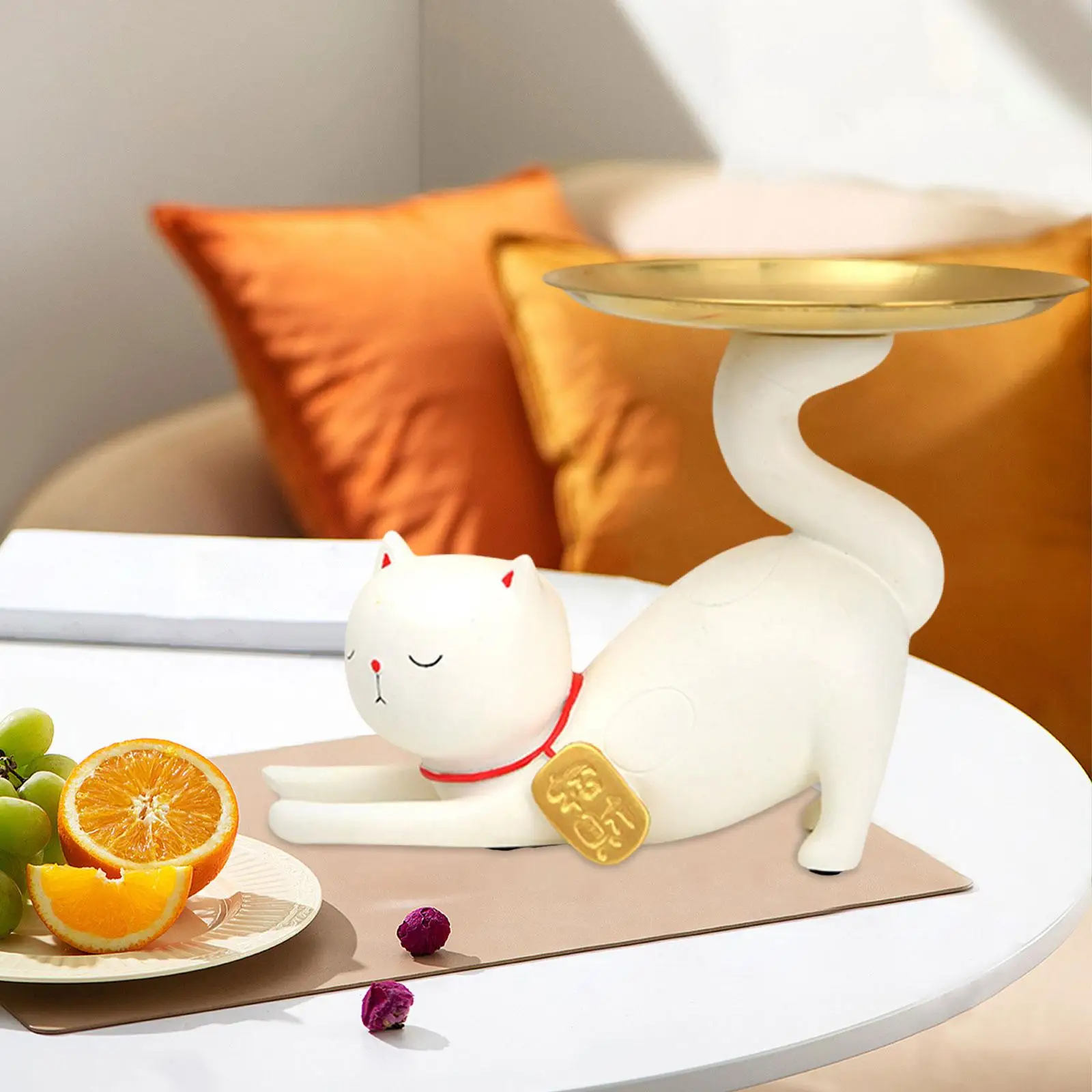 Funny-Chinese-Cat-Statue-with-Tray-Welcoming-Cat-for-Shelf-Tabletop ...