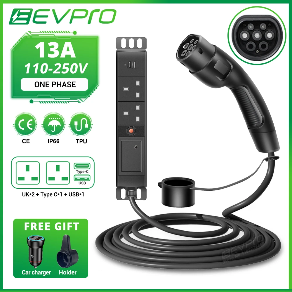 EVPRO-Electric-Car-Side-Discharge-Plug-EV-Type2-13A-Charger-Cable-UK ...